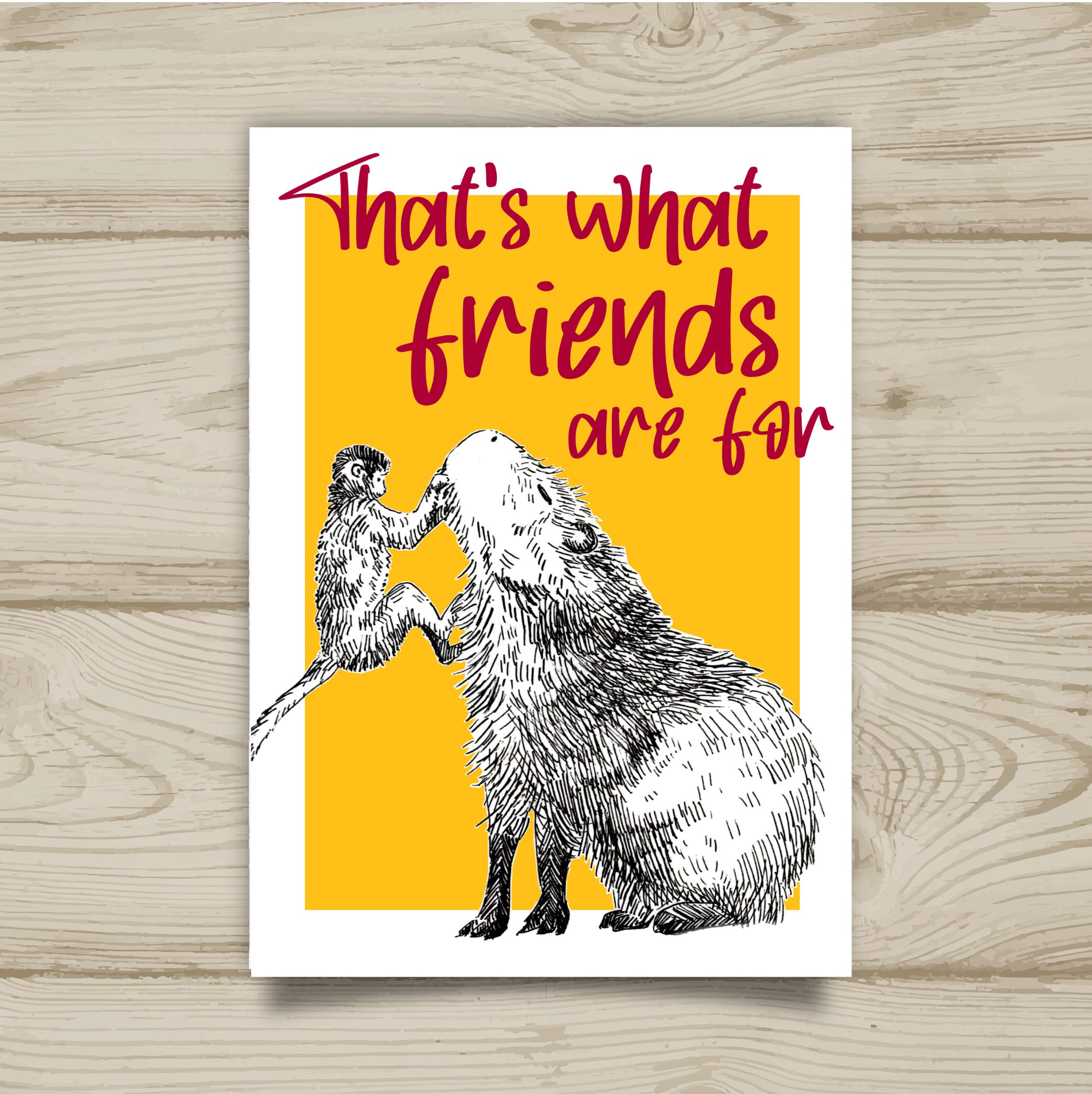 Capybara Monkey That's What Friends Are for Printable Card -instant ...