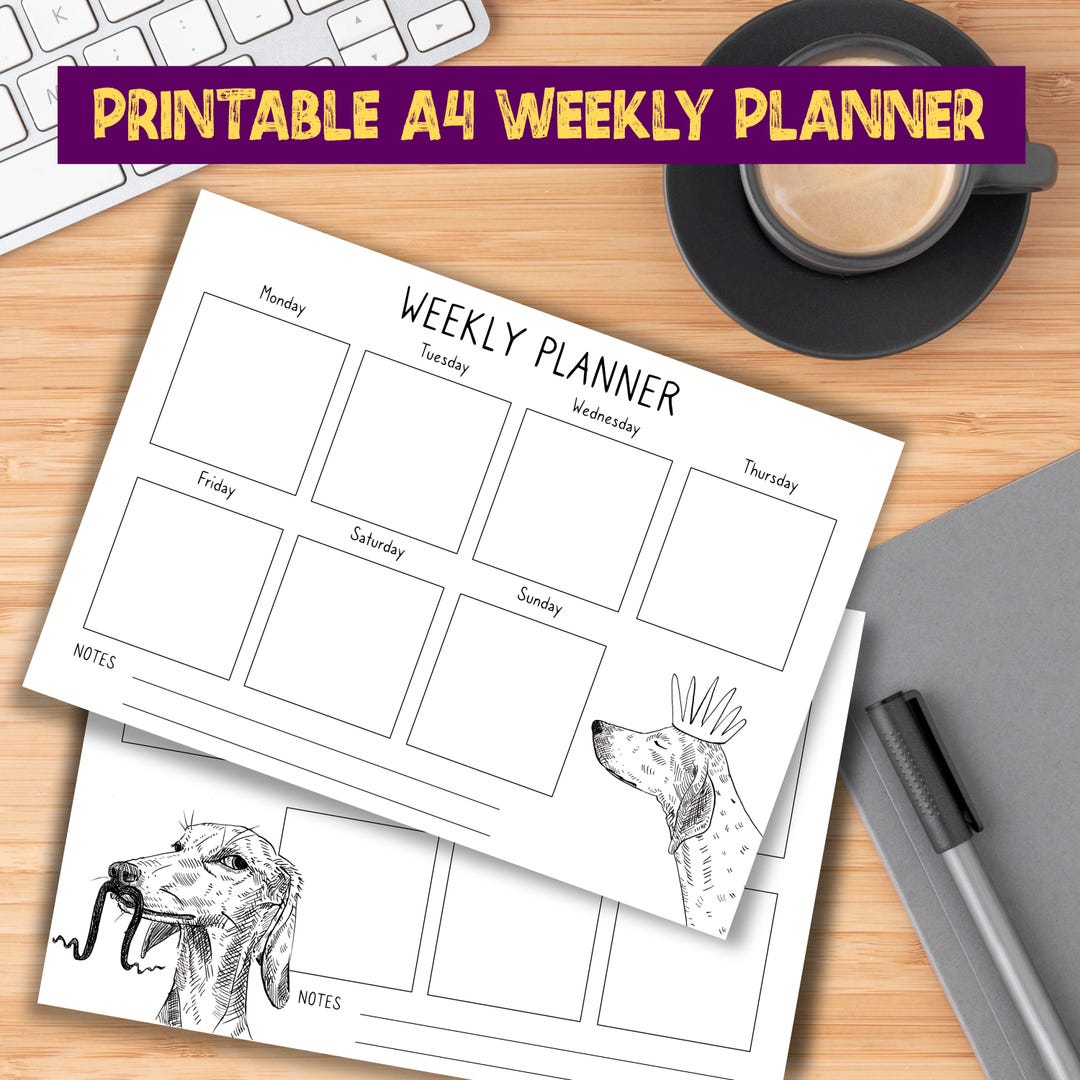 Printable Dog Weekly Planners | Box Layout | Animal Lover Dog Planner ...
