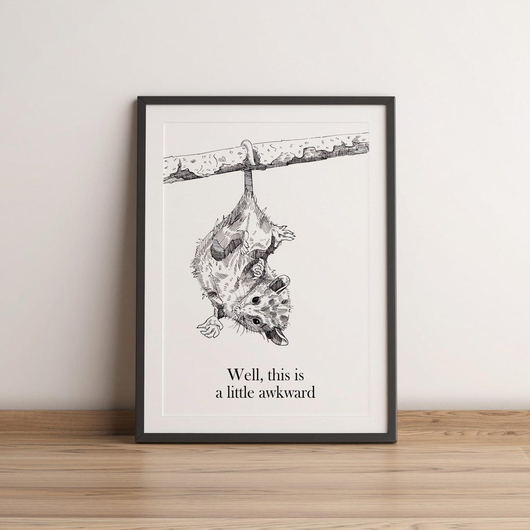 Funny Opossum Bathroom Art Print: Awkward Toilet Humor (digital ...