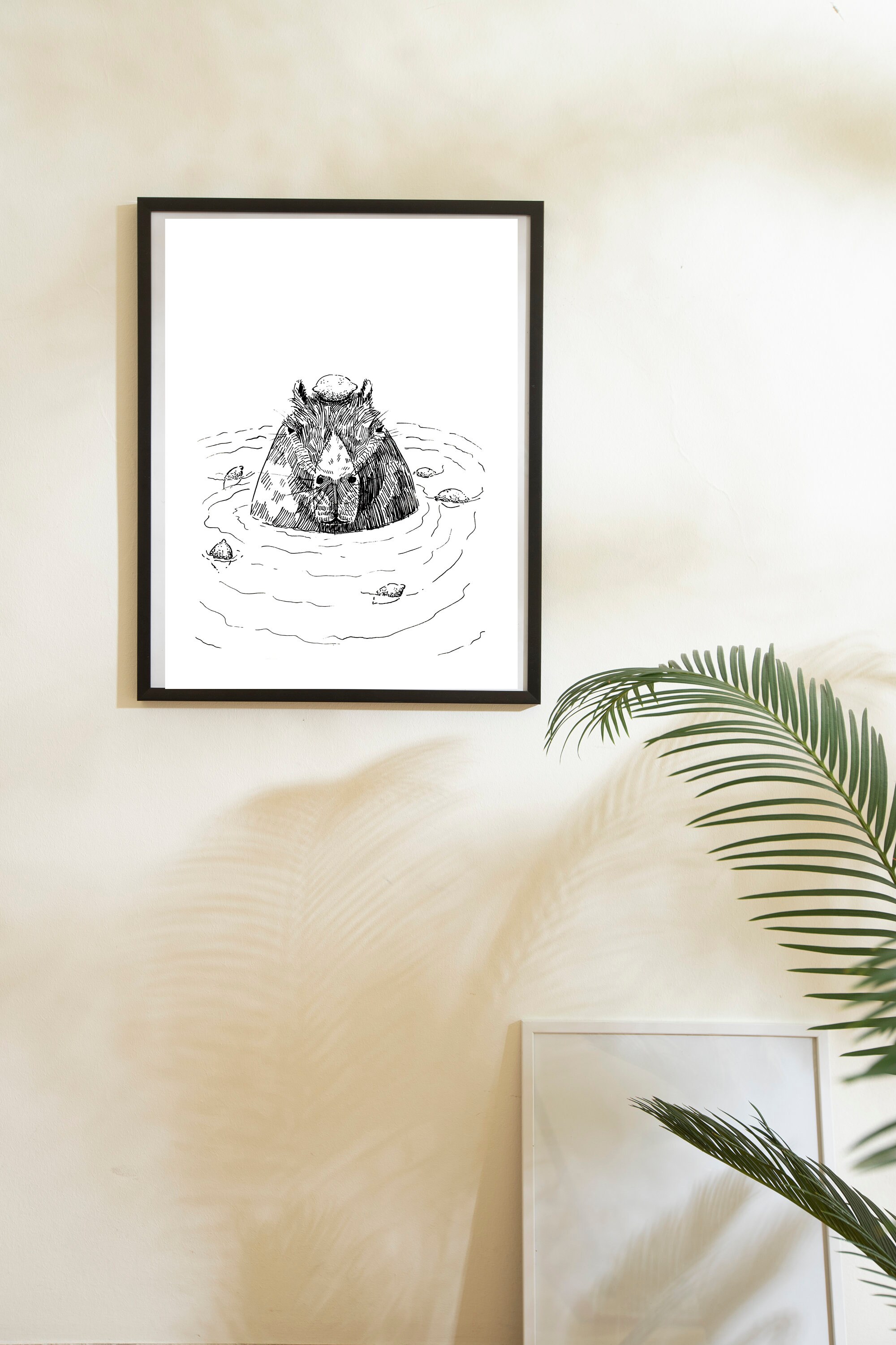 Capybara Swimming With Lemons Printable Wall Art - Instant Download ...