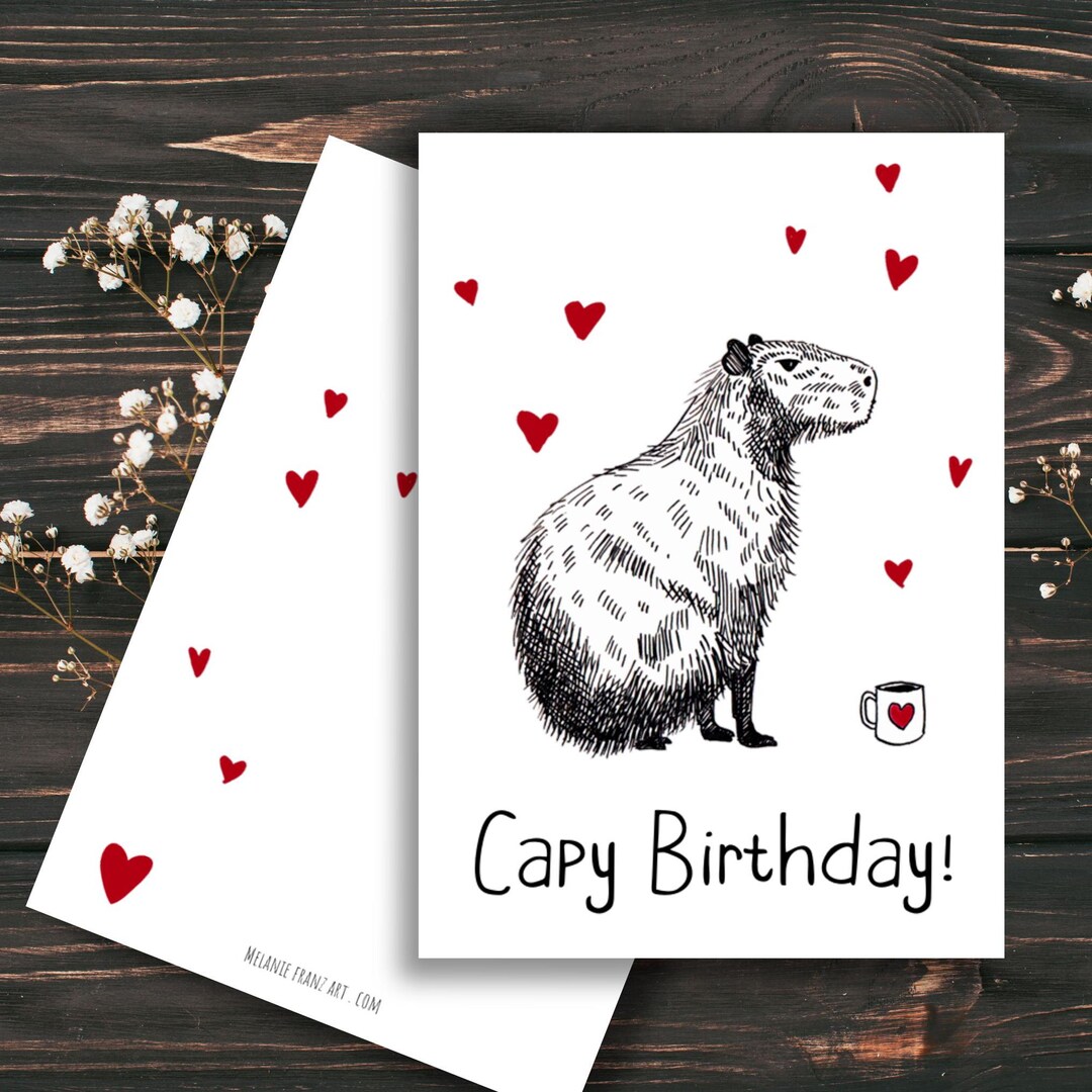 Capybara Birthday Card | Instant Download | Happy Birthday Card ...