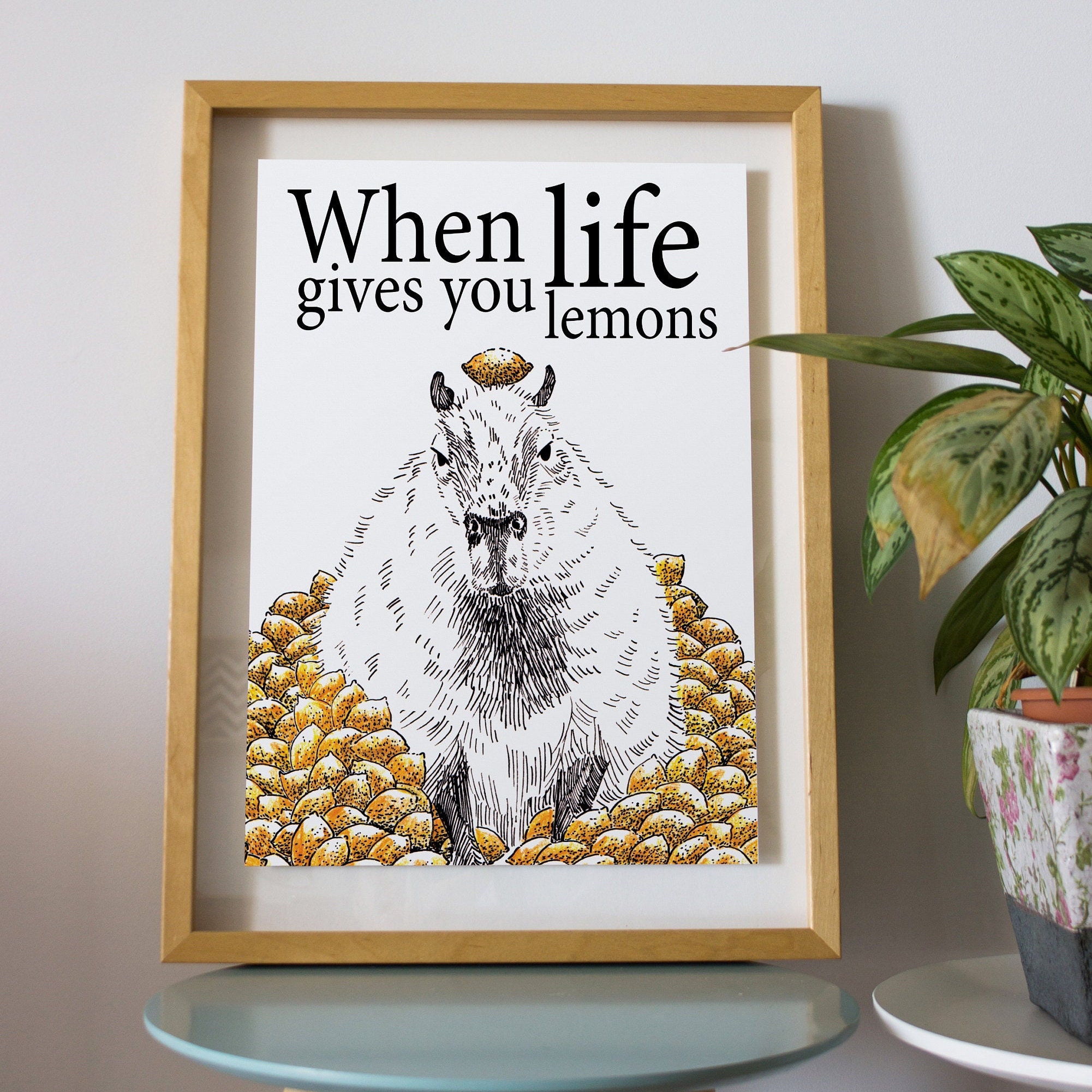 Capybara When Life Gives You Lemons Printable Wall Art Instant Download ...