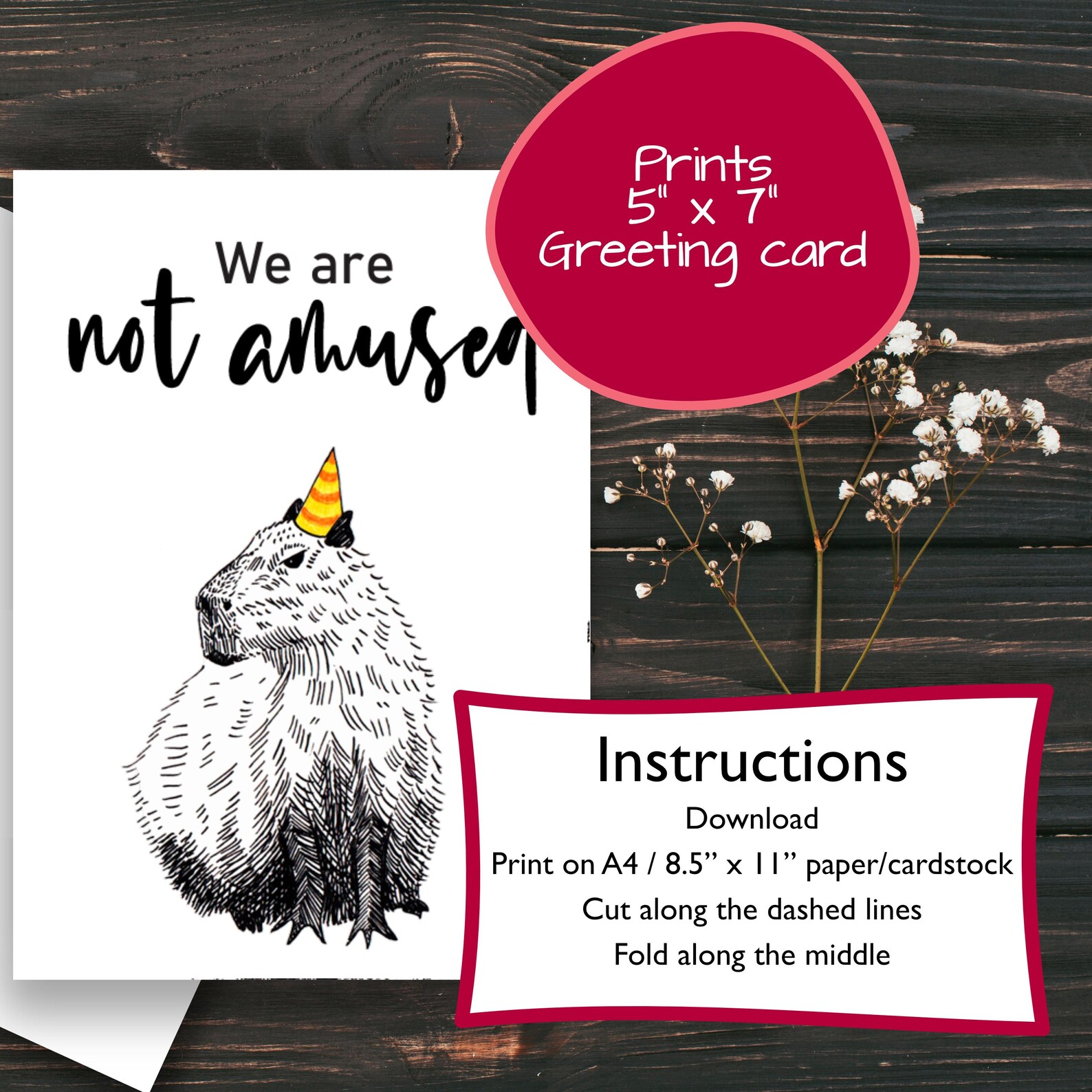 Capybara Birthday Card |printable Download | Sarcastic Happy Birthday ...