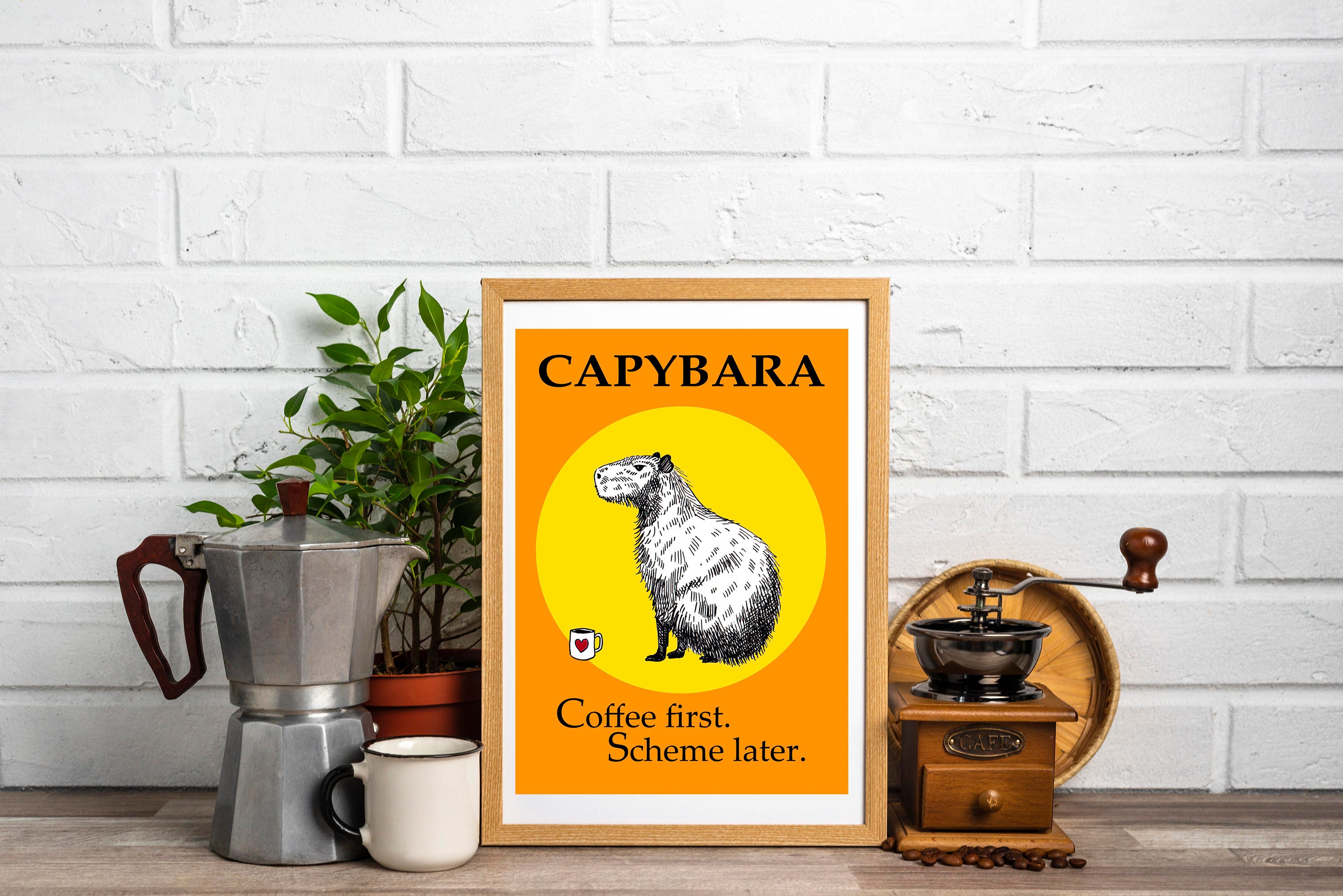 Capybara Coffee First-scheme Later Printable Wall Art Instant Download ...