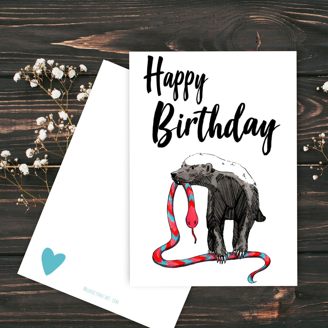 Honey Badger Birthday Card | Instant Download | Happy Birthday Card ...
