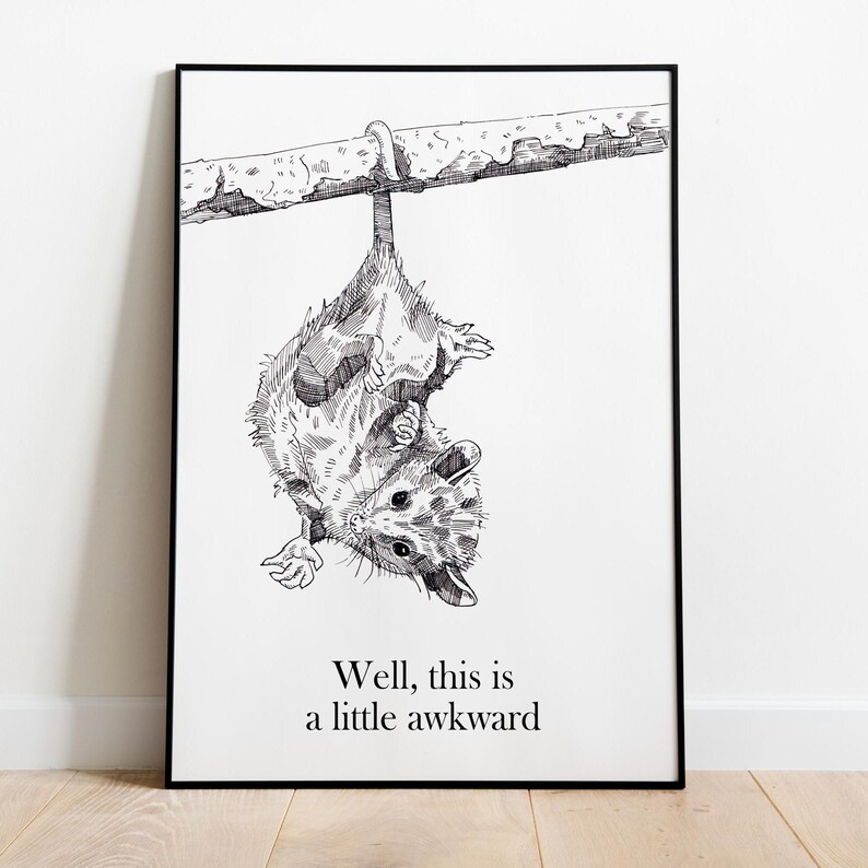 Funny Opossum Bathroom Art Print: Awkward Toilet Humor (digital ...