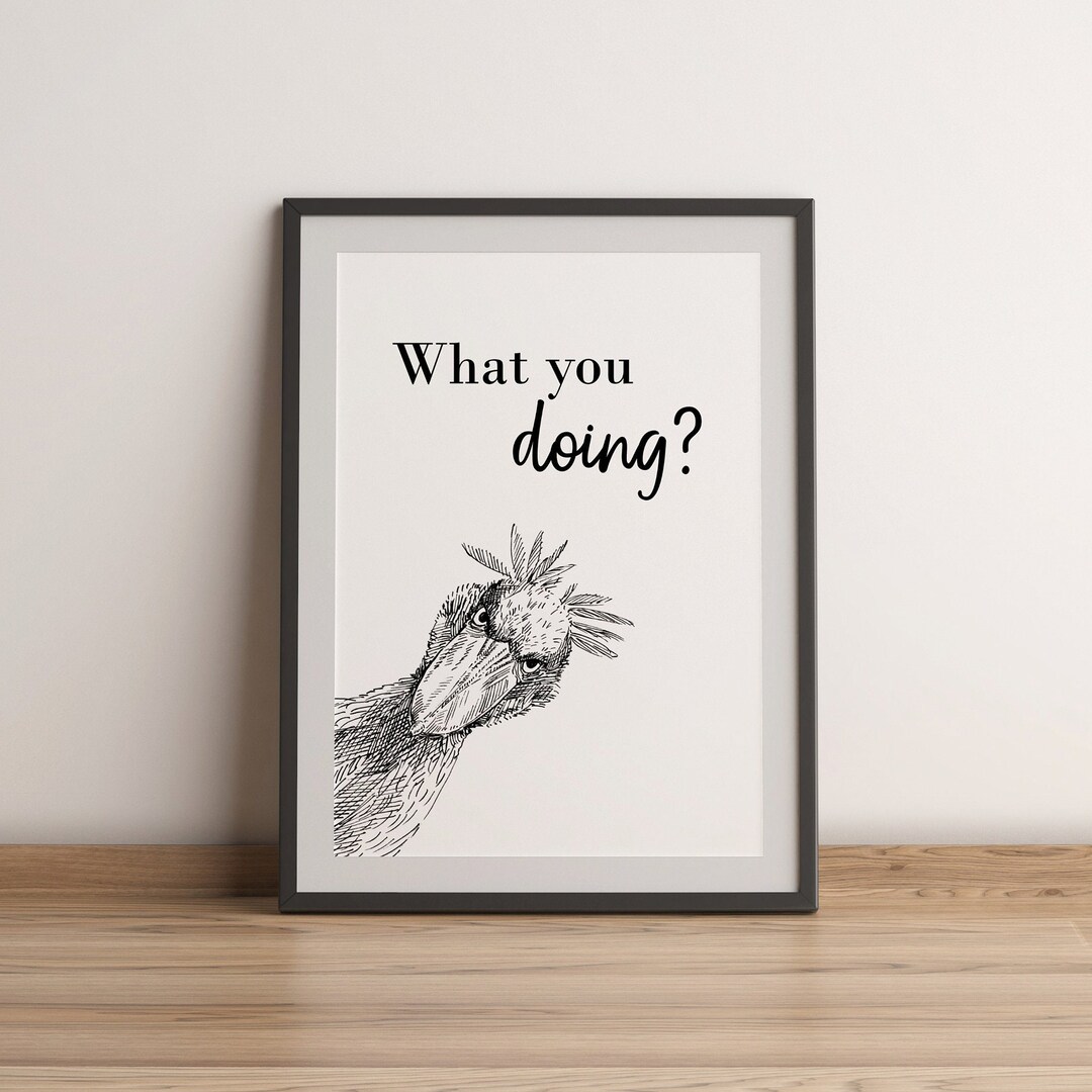 Curious Shoebill Bathroom Wall Art | What You Doing? - Digital Print ...