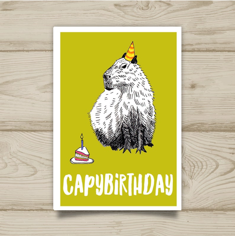 CAPYBARA Happy Birthday Printable Greeting Card Instant Download Funny ...