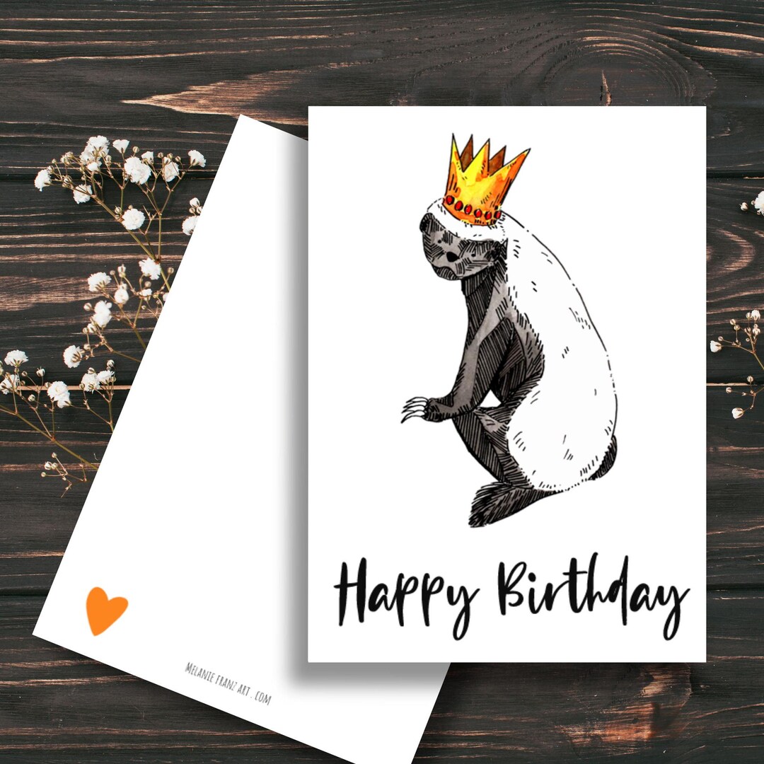 Honey Badger Birthday Card | Instant Download | Happy Birthday Card ...