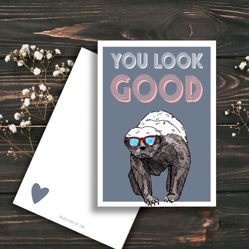 Honey Badger Compliment PRINTABLE CARD for Husband Wife Friend Lover ...