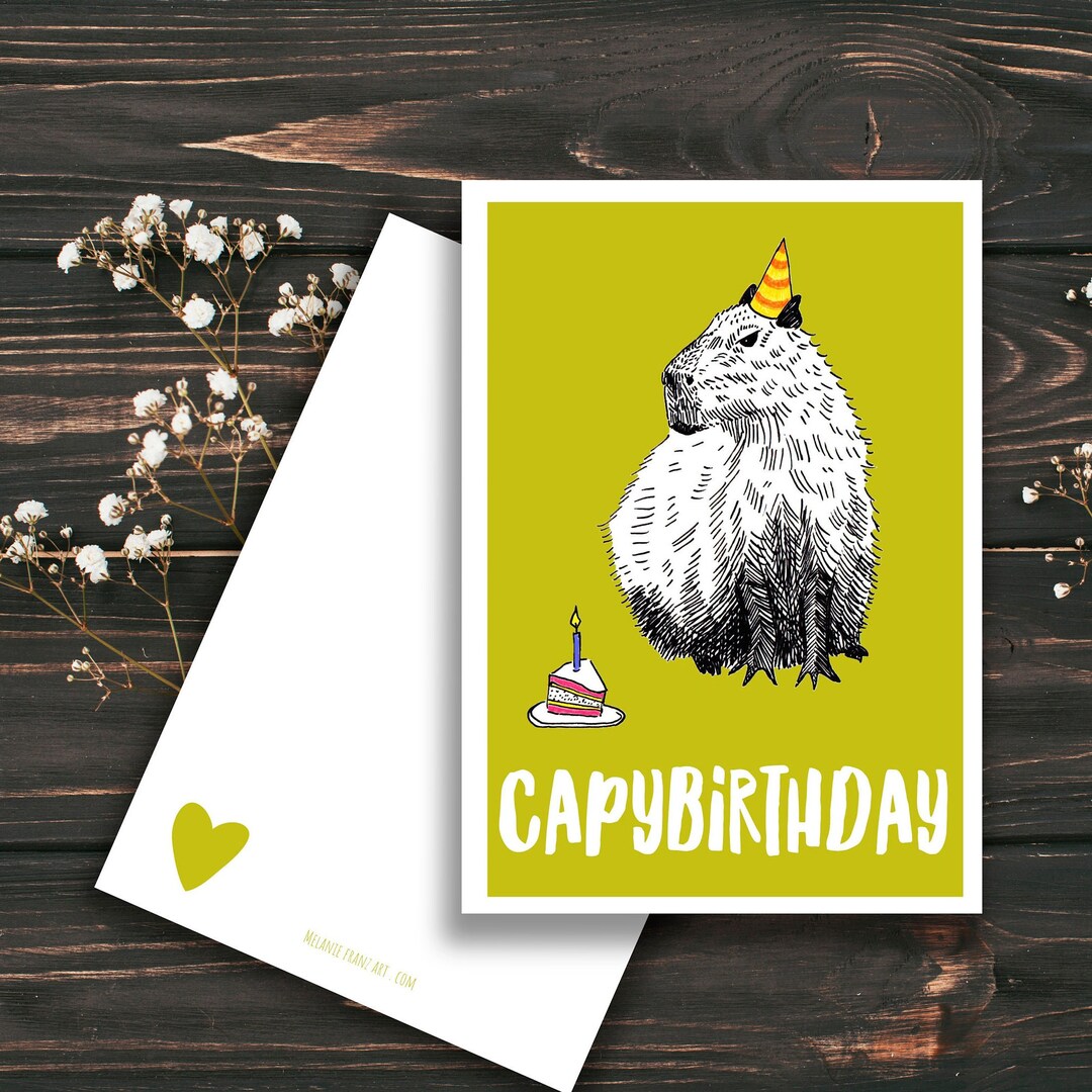 CAPYBARA Happy Birthday Printable Greeting Card Instant Download Funny ...