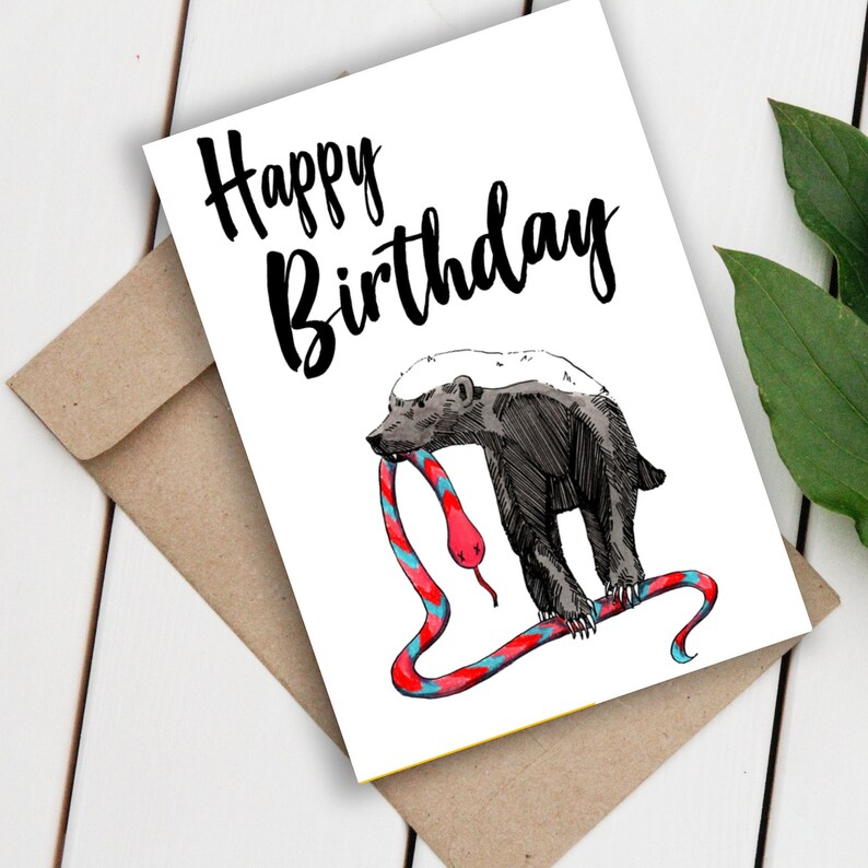 Honey Badger Birthday Card | Instant Download | Happy Birthday Card ...
