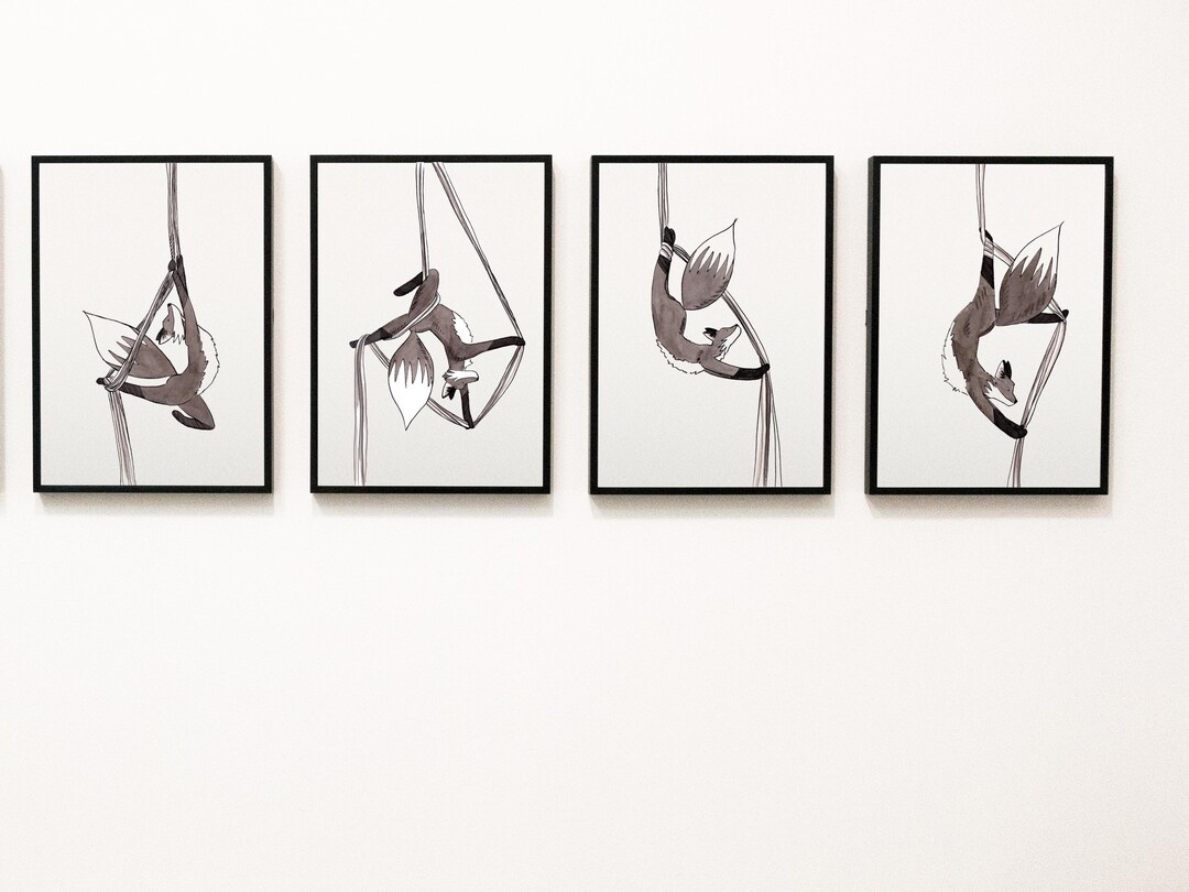 Aerial Fox Print Set: Circus Acrobat Ink Drawing (digital Download ...