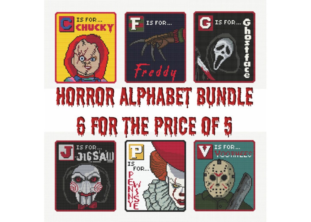 Horror Alphabet Bundle - 6 Digital Cross Stitch Patterns - Etsy