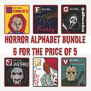 Horror Alphabet Bundle - 6 Digital Cross Stitch Patterns - Etsy