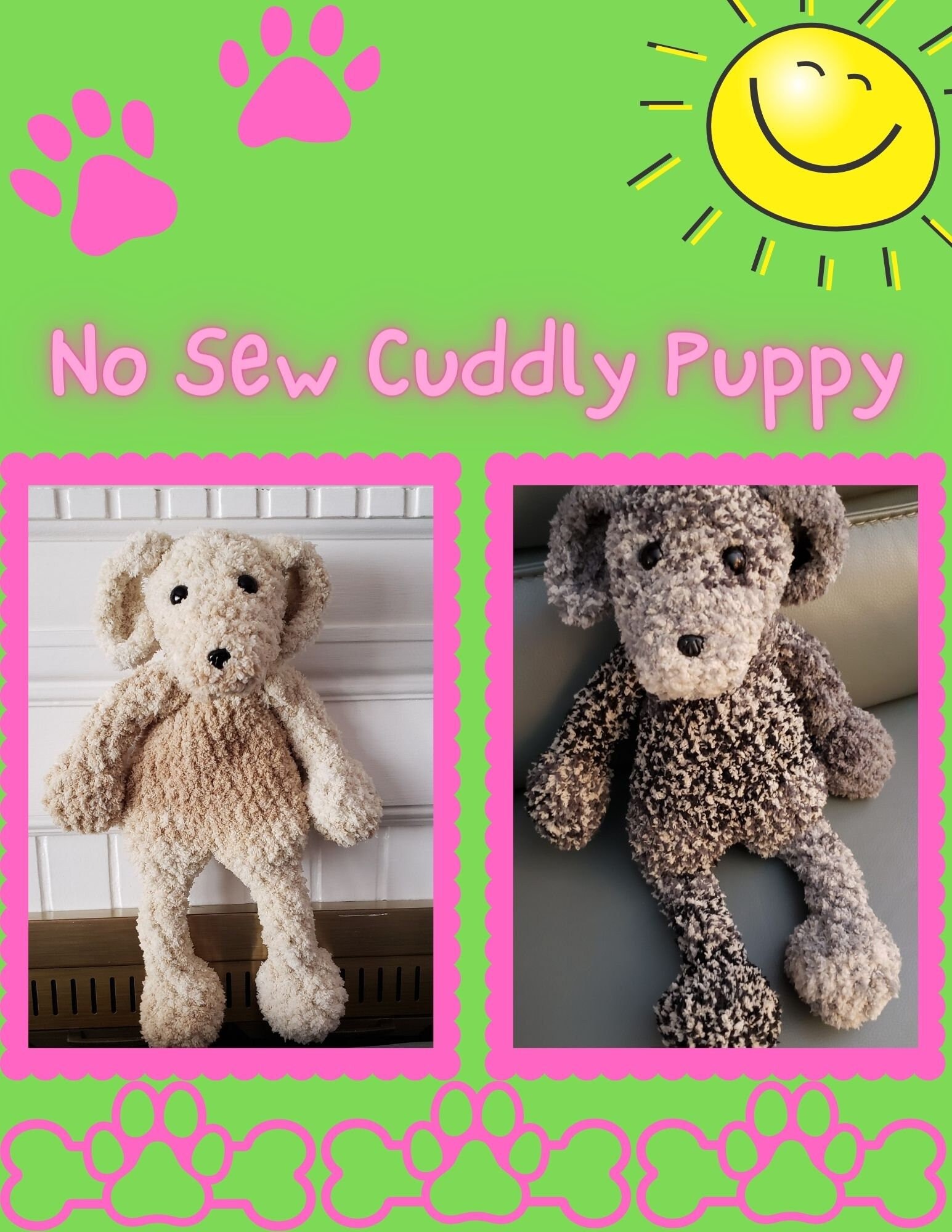 No Sew Cuddly Puppy Crochet Pattern Plush Snuggler, Cuddle and Huggable ...