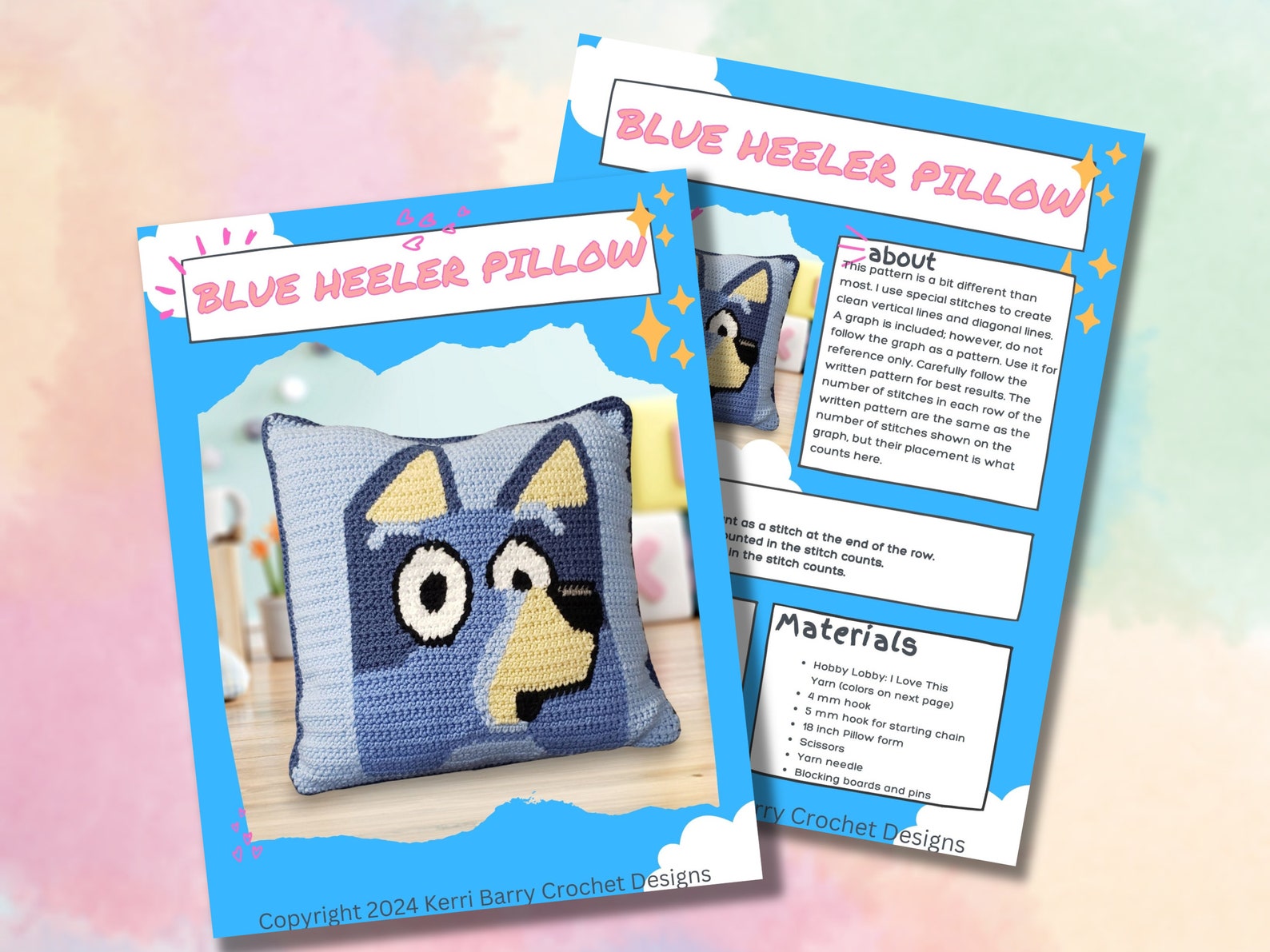 Crochet Bluey Pillow Pattern PDF With Graph Uses Advanced Stitch ...