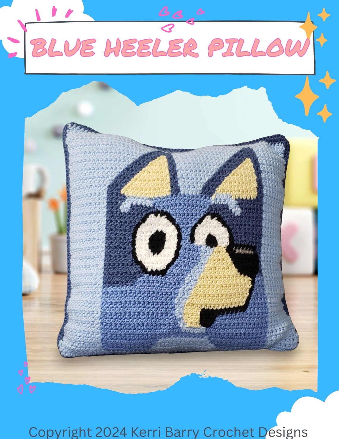 Crochet Bluey Pillow Pattern PDF With Graph Uses Advanced Stitch ...