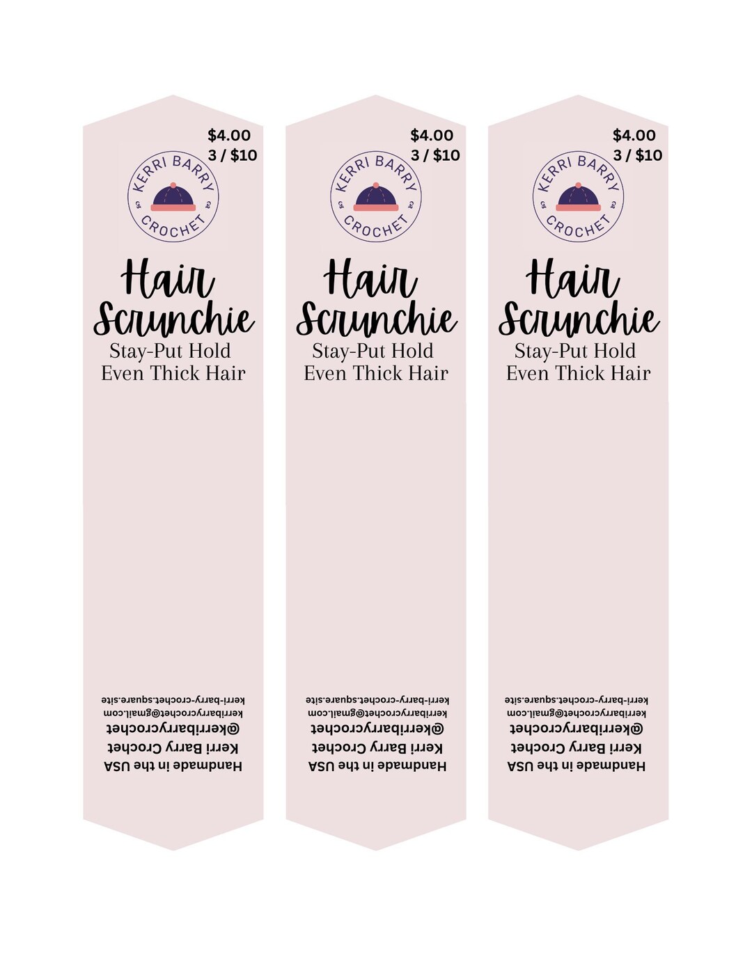 Editable Scrunchie Canva Hang Tag Template for Craft Show Display ...