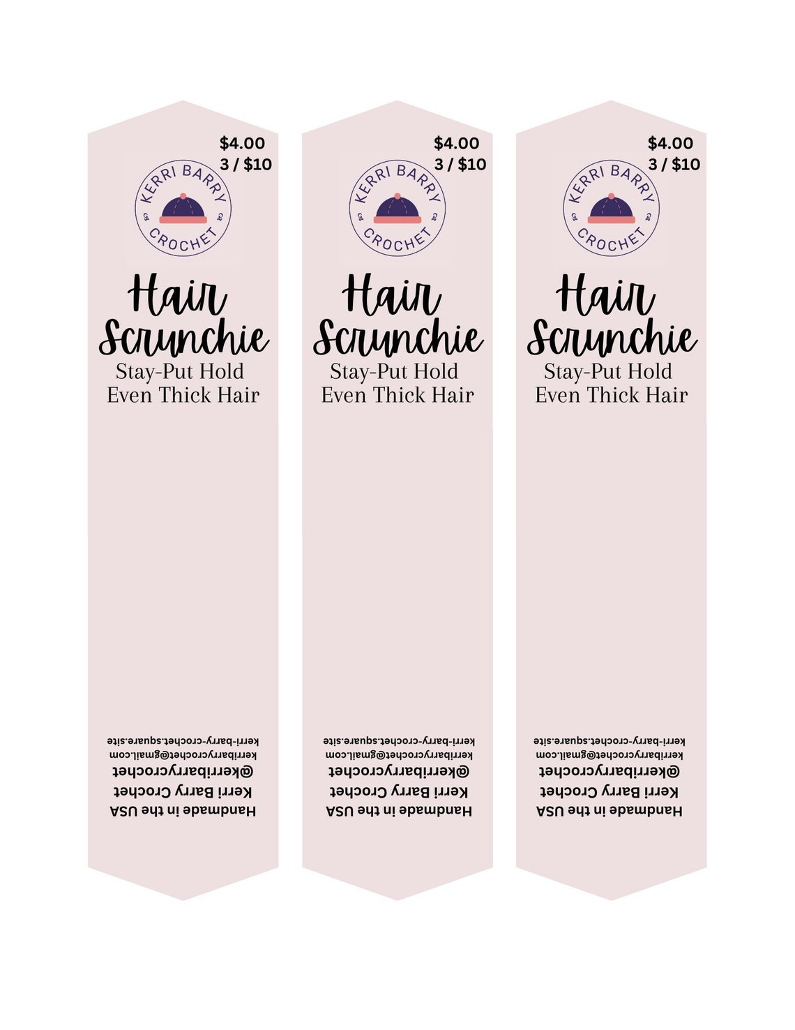 Editable Scrunchie Canva Hang Tag Template for Craft Show Display ...