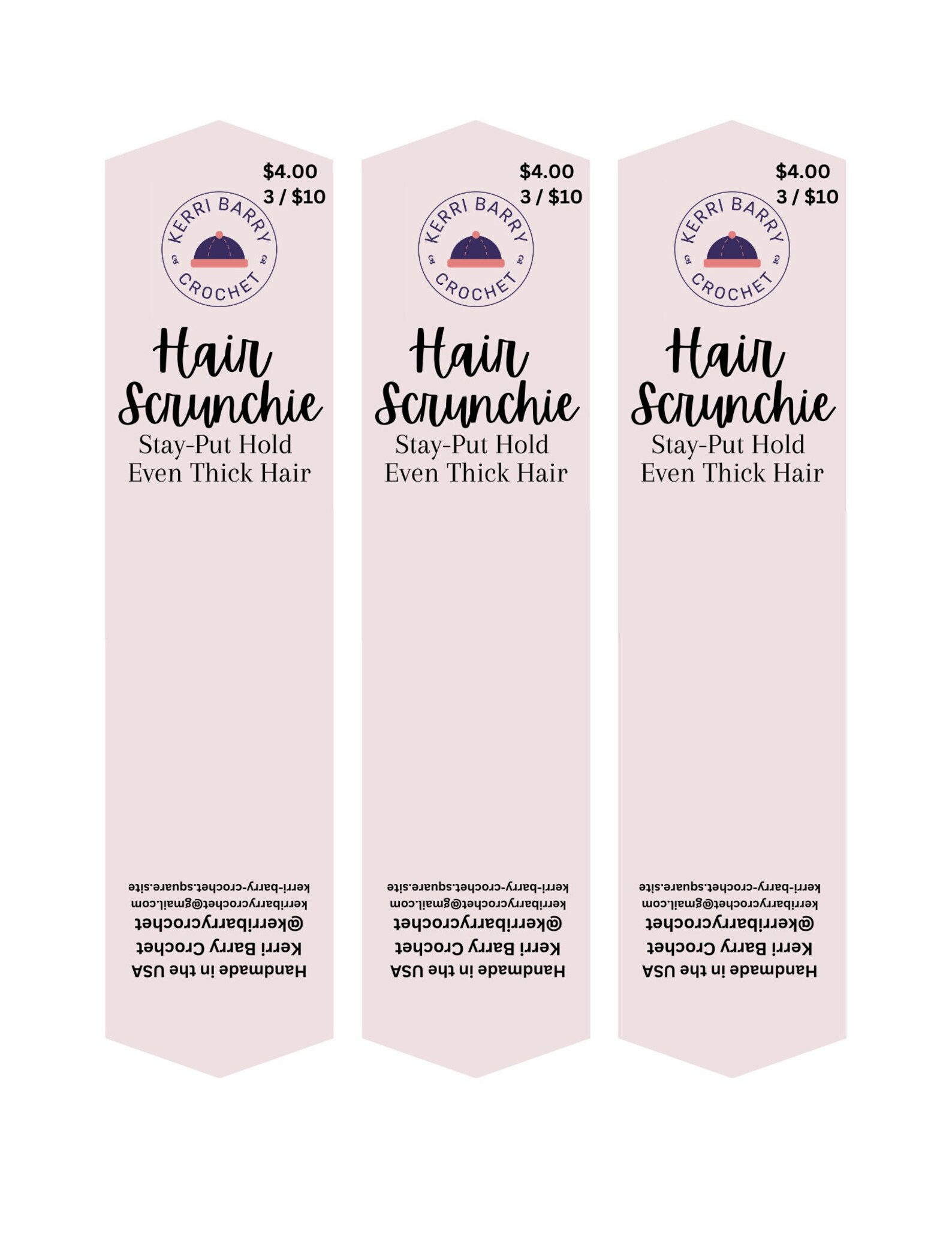 Editable Scrunchie Canva Hang Tag Template for Craft Show Display ...