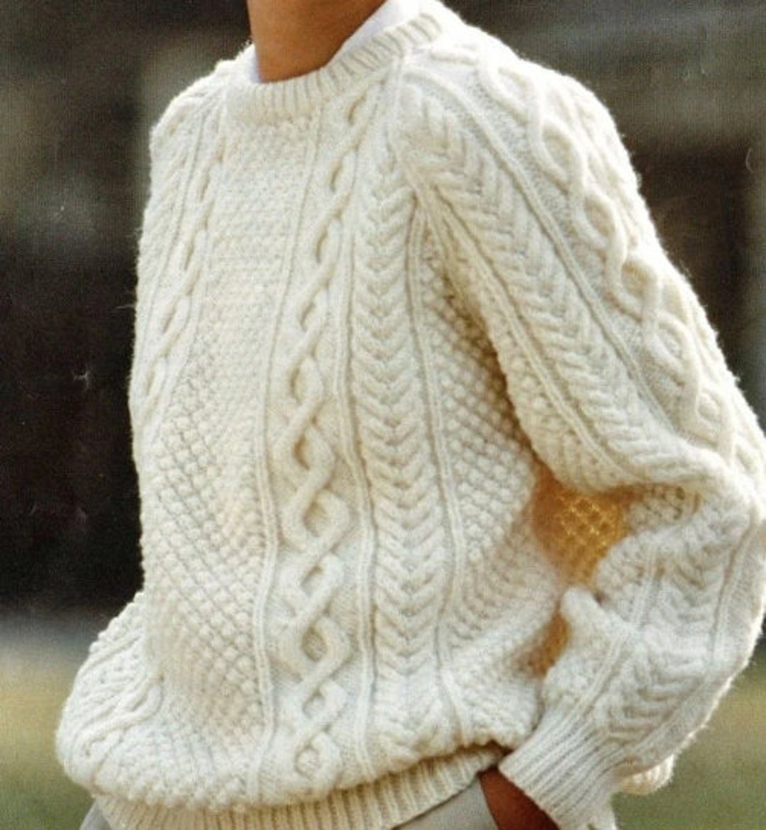 Sweater Pattern, Knit Sweater Pattern, Womens Sweater, Aran Sweaters ...