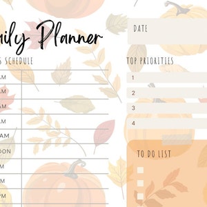 Fall Printable Daily Planner PDF Fall Seasonal Instant Download ...