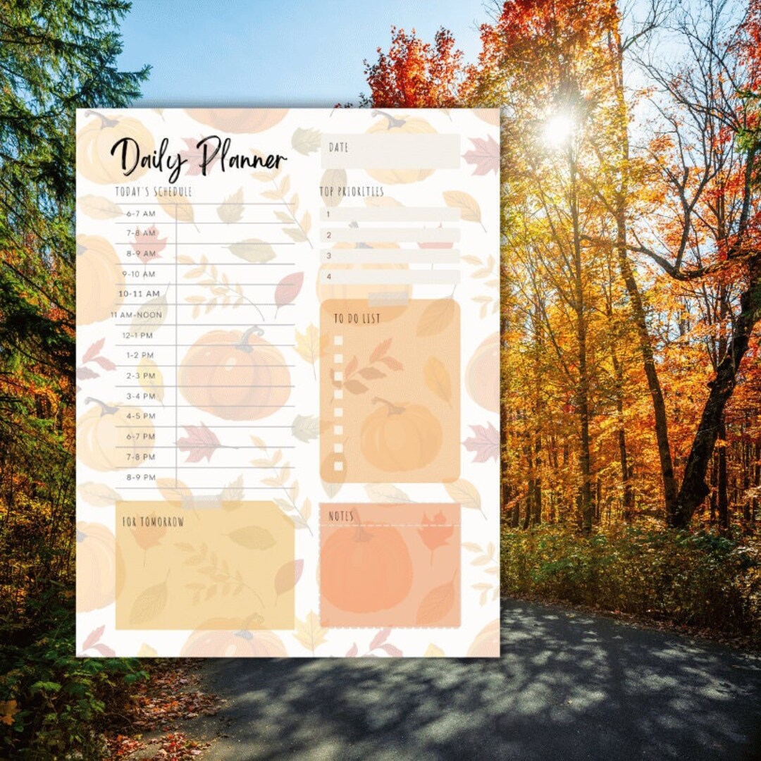 Fall Printable Daily Planner PDF Fall Seasonal Instant Download ...