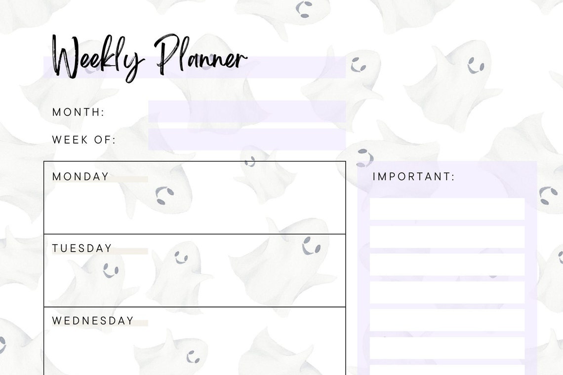 Halloween Printable Weekly Planner PDF Fall Seasonal Instant - Etsy