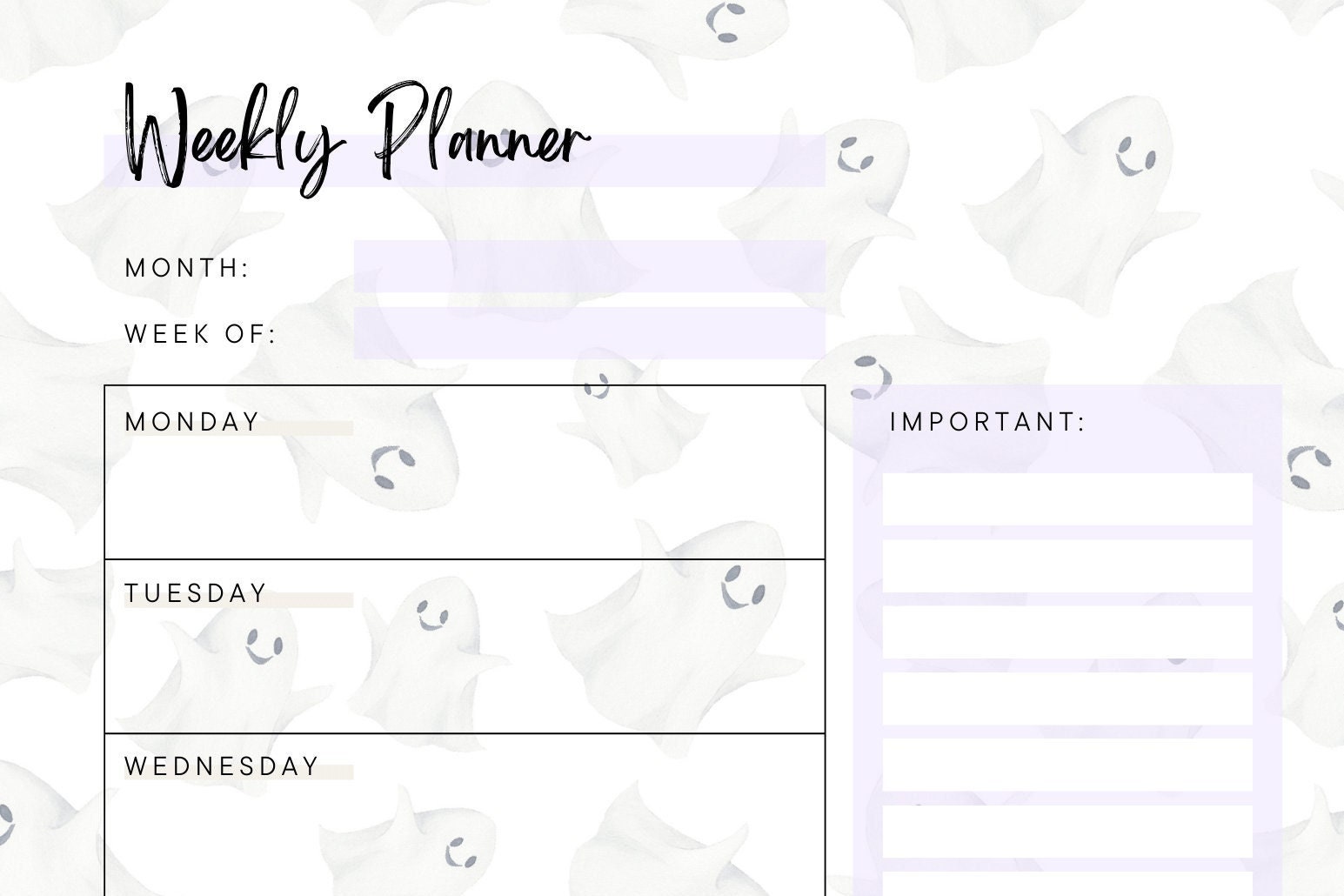Halloween Printable Weekly Planner PDF Fall Seasonal Instant - Etsy