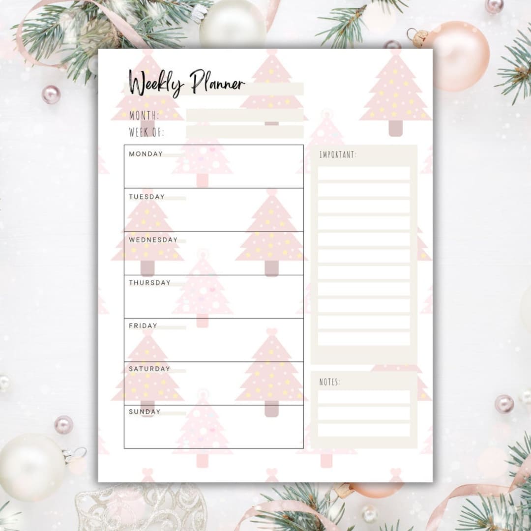Holiday Printable Weekly Planner PDF Instant Download Girly Christmas ...