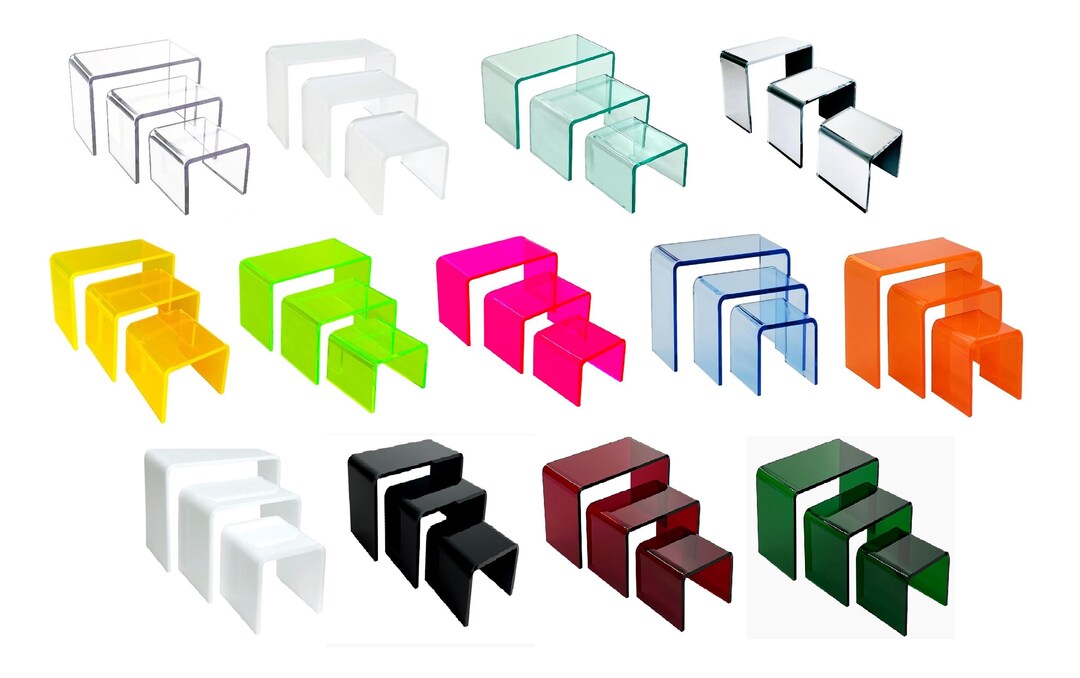 T'z Tagz New 3 Piece Acrylic Showcase Riser Display Stand Color ...