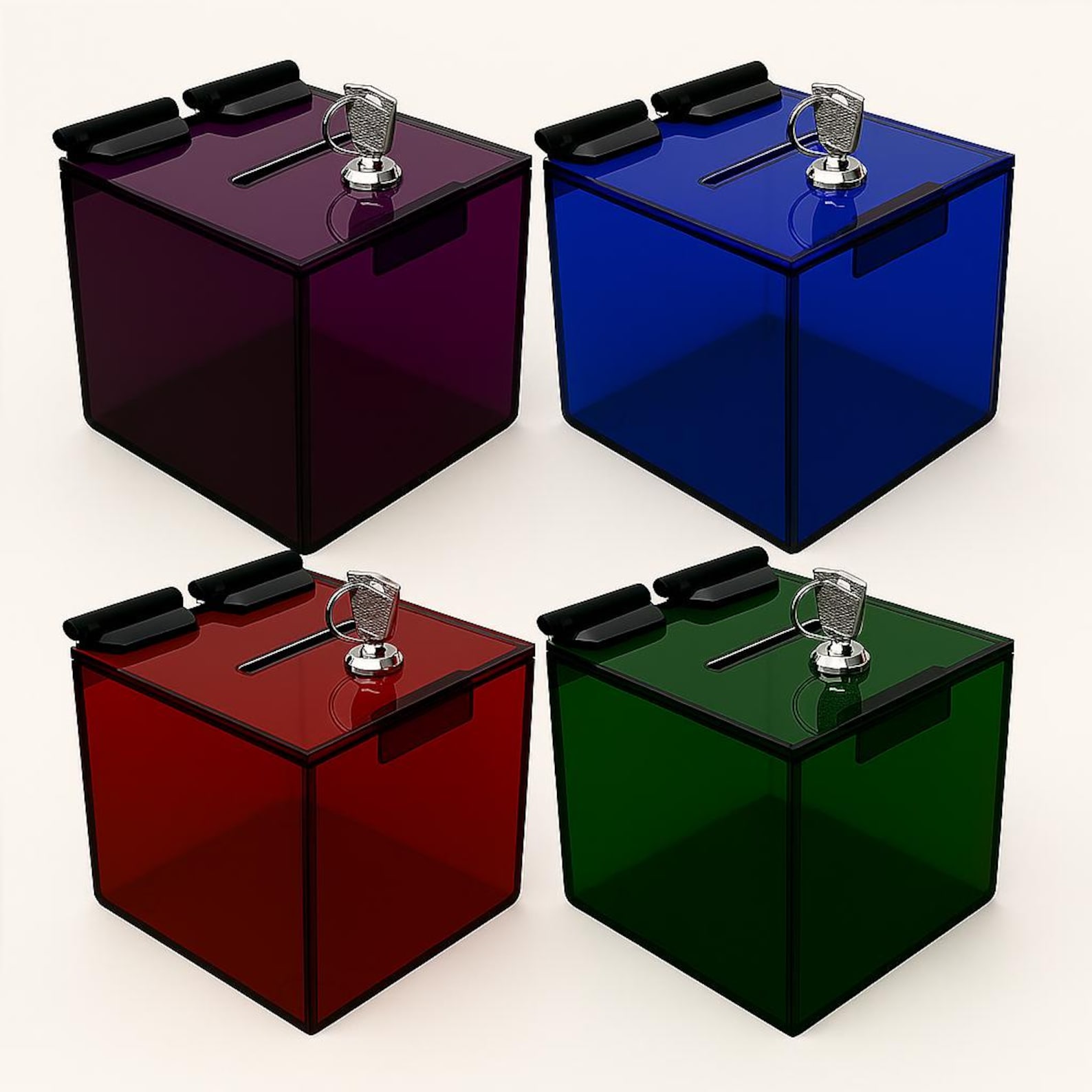 T'z Tagz Locking Acrylic Donation Box – Transparent Colors, Key, 3"–8 ...