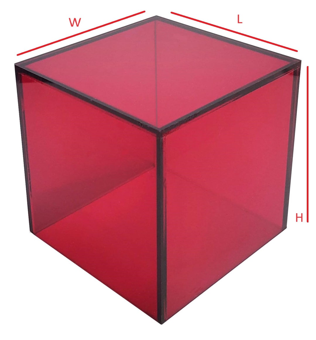 3x3x3 Dark Red Acrylic Display Boxes Decorative Cube Stands or ...