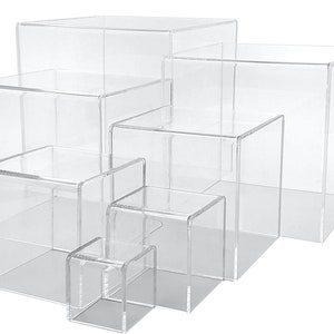 T'z Tagz Clear Acrylic Display Stand 5-sided Stackable Box, Bin or Dust ...