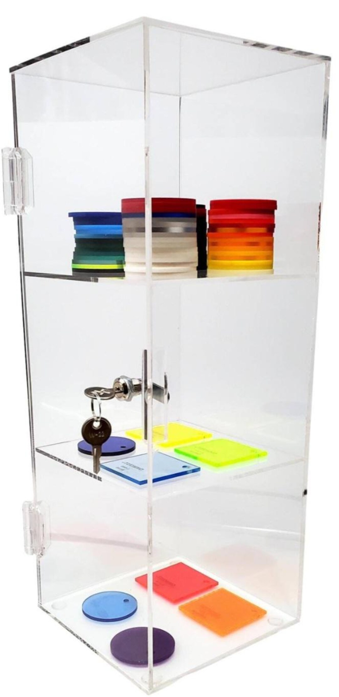 T'z Tagz Clear Acrylic Retail Display Case 3 Shelf Locking Showcase ...