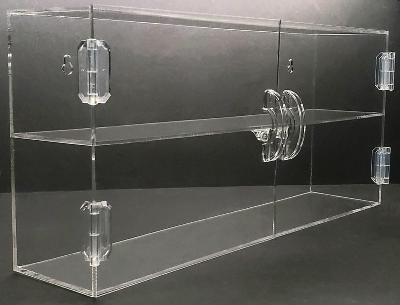 T'z Tagz Clear Acrylic Display Case 2 Shelf Wall Mount or Countertop ...
