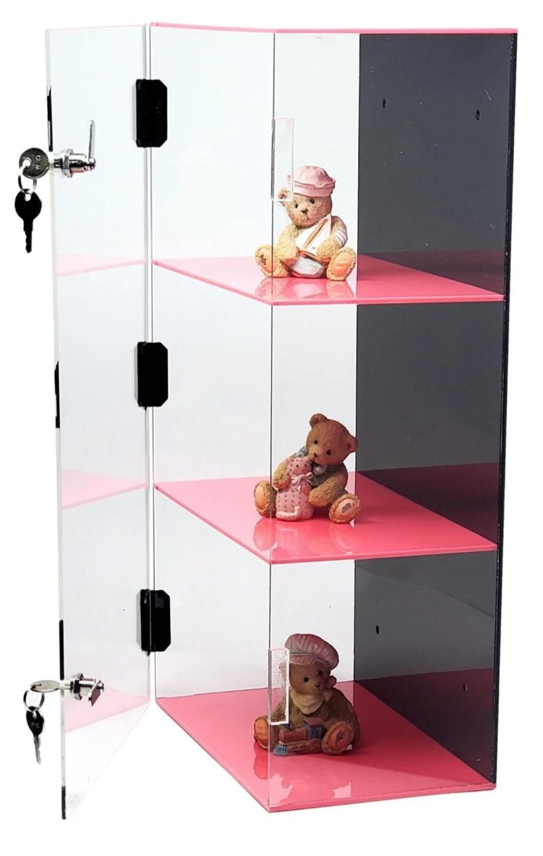 T'z Tagz Custom Acrylic Display Case 3 Color Black Pink & Clear Locking ...