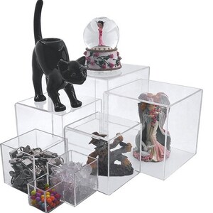 T'z Tagz Clear Acrylic Display Stand 5-sided Stackable Box, Bin or Dust ...