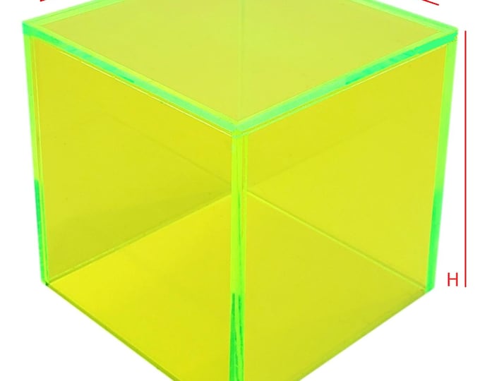 T'z Tagz New 2x2x2 Neon Green Acrylic Display Riser Box Cube Pedestal ...