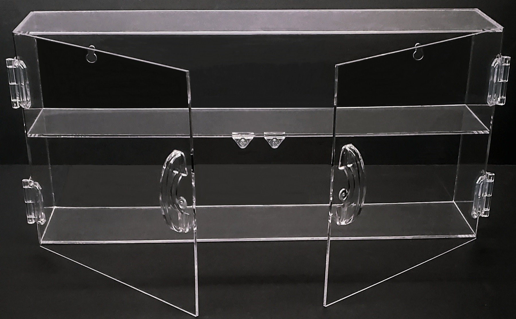 T'z Tagz Clear Acrylic Display Case 2 Shelf Wall Mount or Countertop ...