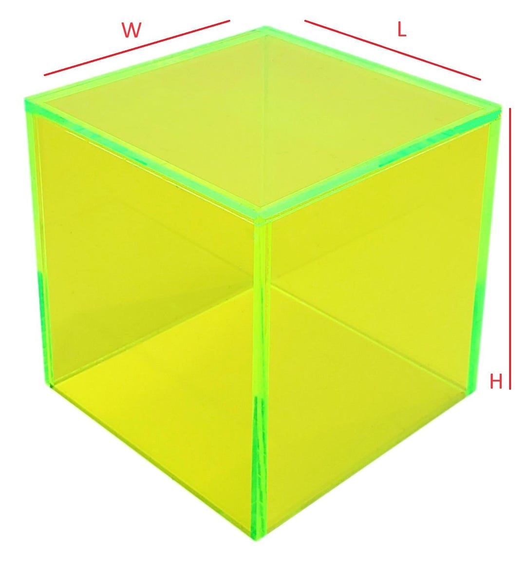 5x5x5 Neon Green Acrylic Display Box Decorative Cube Stands, Trays ...