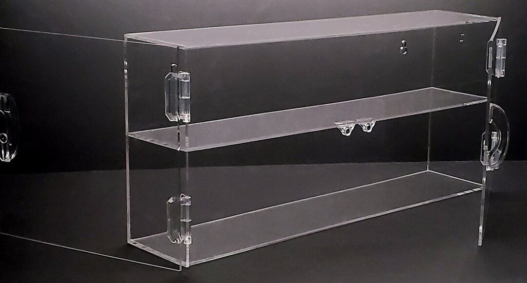 T'z Tagz Clear Acrylic Display Case 2 Shelf Wall Mount or Countertop ...