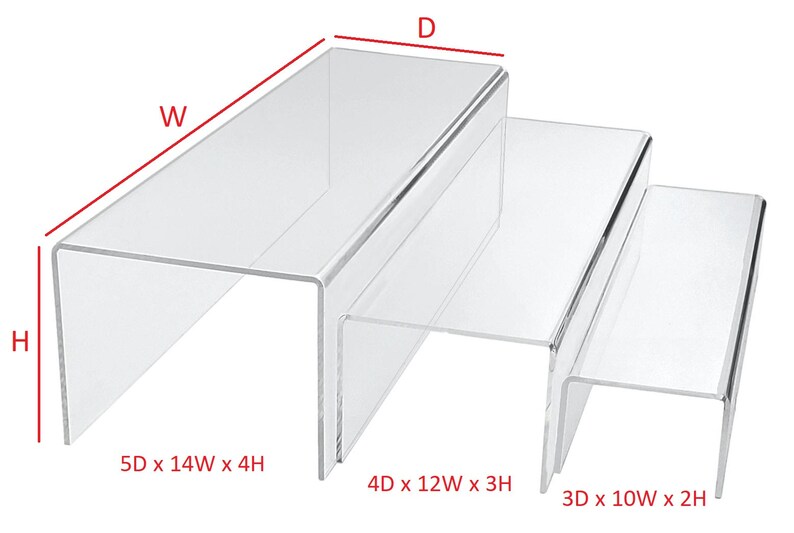 T'z Tagz Acrylic Step Display Stand Nesting Bar Style Riser Variation ...