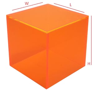 5x5x5 Neon Orange Acrylic Display Boxes Decorative Cube Stands, Trays ...