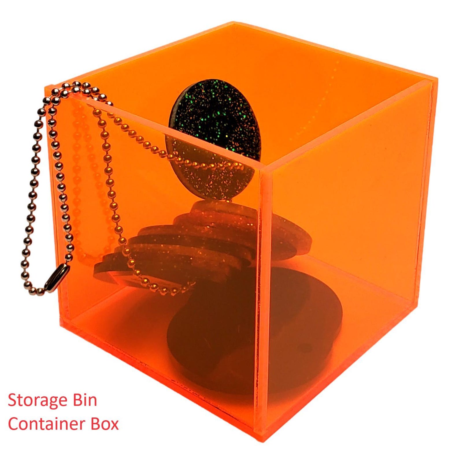 5x5x5 Neon Orange Acrylic Display Boxes Decorative Cube Stands, Trays ...