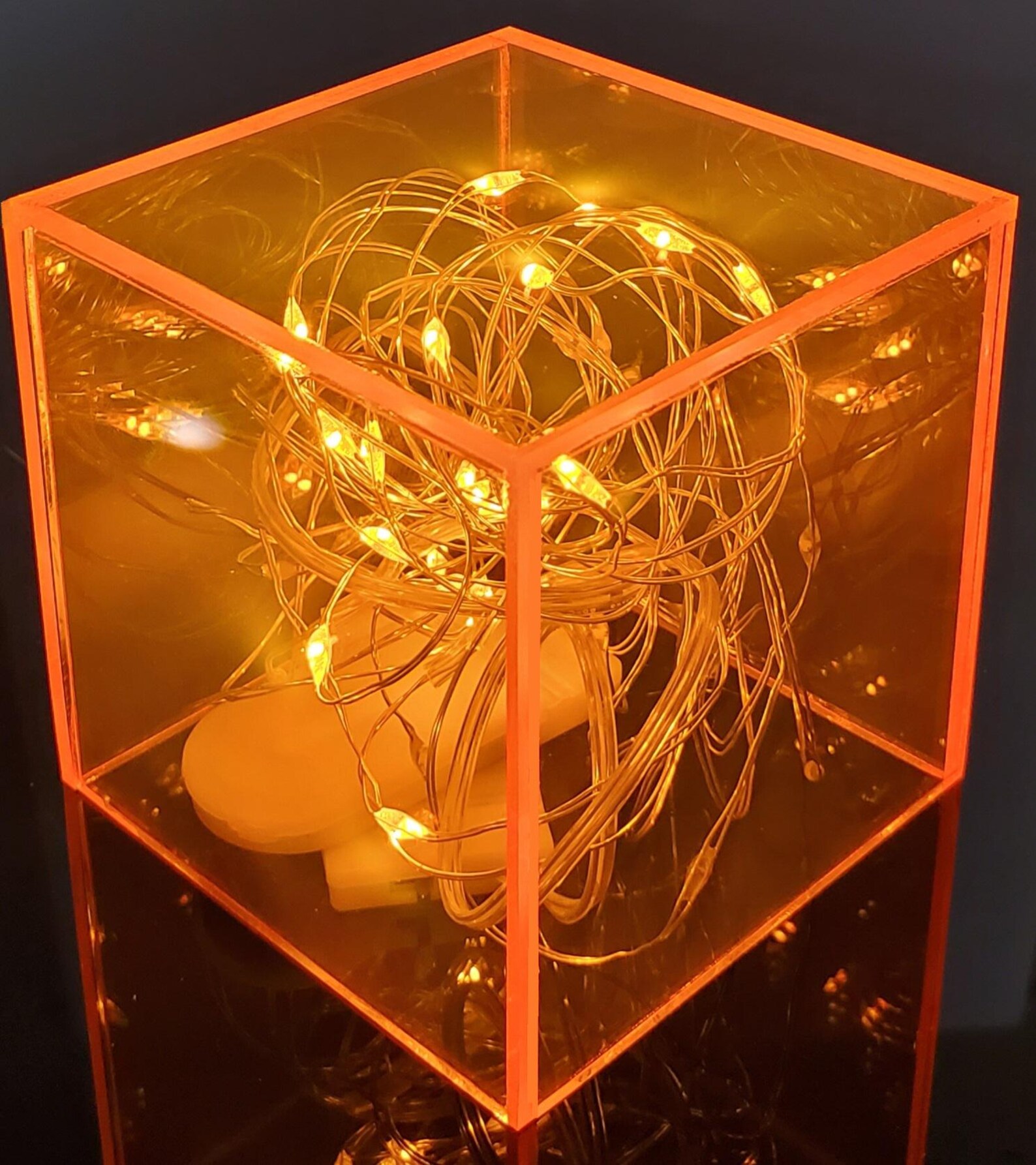 5x5x5 Neon Orange Acrylic Display Boxes Decorative Cube Stands, Trays ...