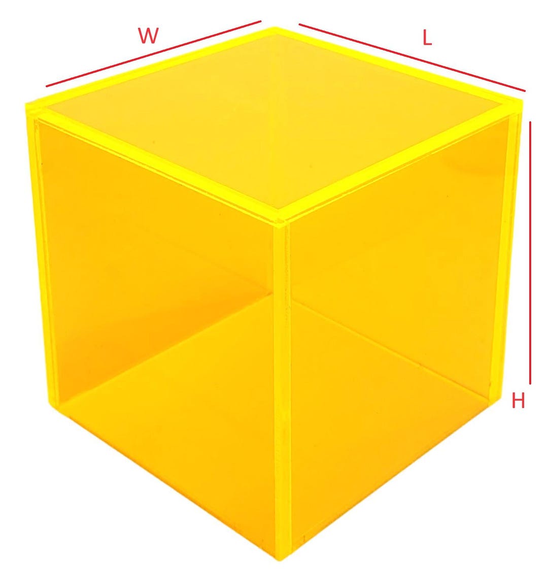 5x5x5 Neon Yellow Acrylic Display Boxes Decorative Cube Stands, Trays ...