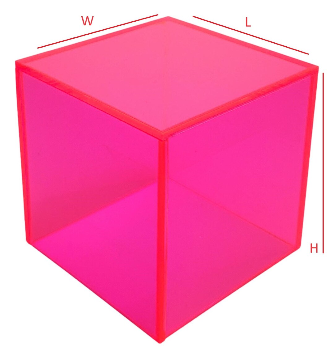 4x4x4 Neon Red/pink Acrylic Display Boxes Decorative Cube Stands, Tray ...