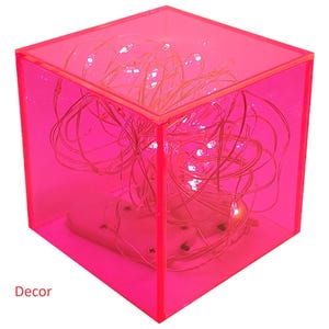 5x5x5 Neon Red/pink Acrylic Display Boxes Decorative Cube Stands, Tray ...